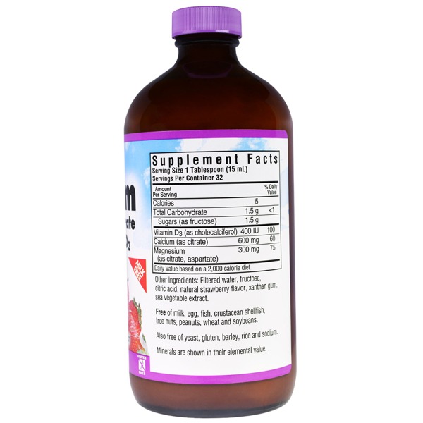 Bluebonnet Nutrition Liquid Calcium Magnesium Citrate Plus Vitamin D3 ...