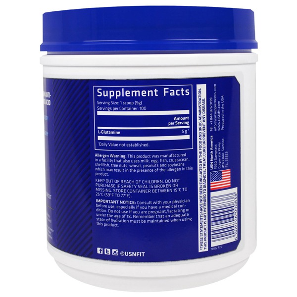 USN Pure Glutamine Micronized Powder Unflavored - 1Source