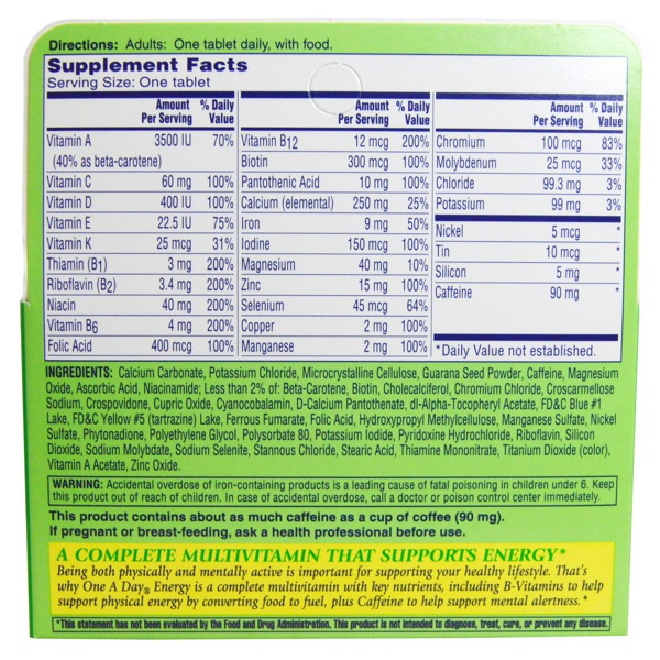 One-A-Day Energy Multivitamin/Multimineral Supplement - 1Source