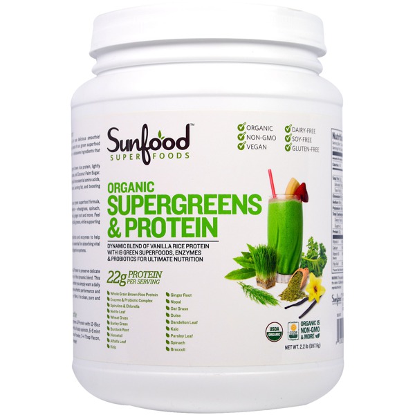 Sunfood Organic Supergreens & Protein - 1Source