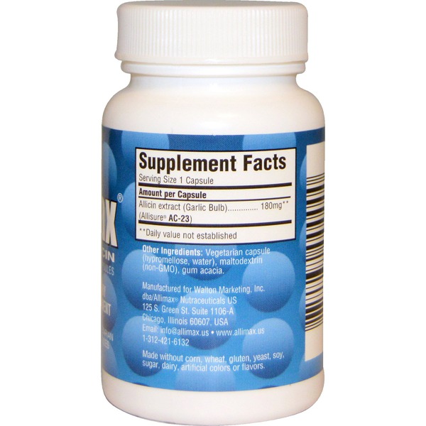 Allimax 100% Allicin Powder Capsules 180 Mg - 1Source