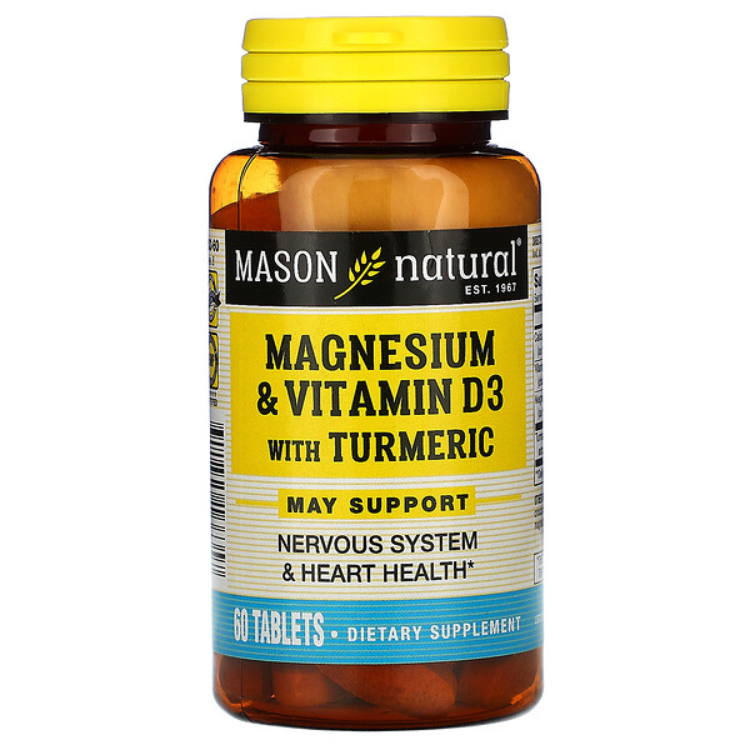 Mason Natural Magnesium & Vitamin D3 With Turmeric - 1Source