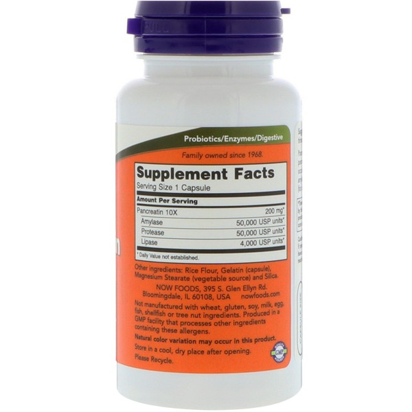 Now Foods Pancreatin 10X - 200 Mg - 1Source