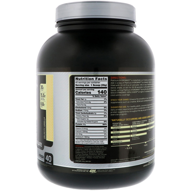 Optimum Nutrition Platinum Hydro Whey Velocity Vanilla - 1Source