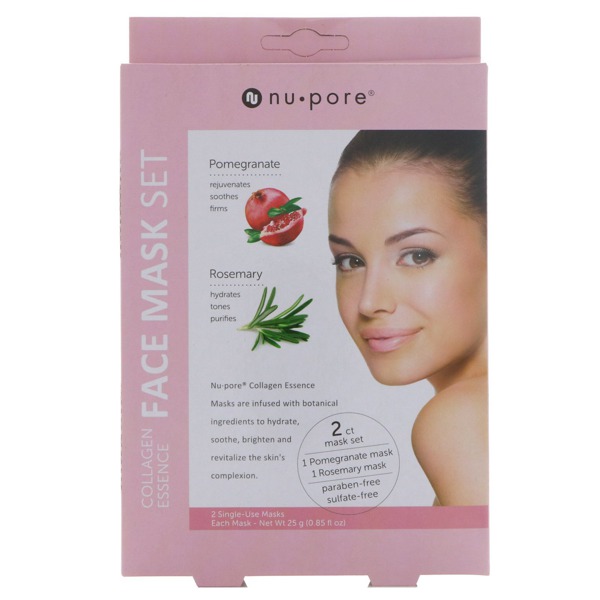 Nu-Pore Collagen Essence Face Mask Set Pomegranate & Rosemary 2 Single ...