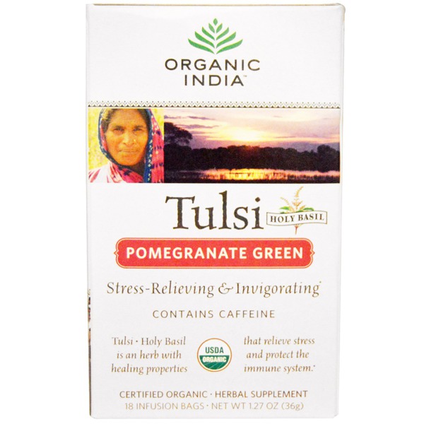 Organic India Tulsi Holy Basil Tea Pomegranate Green - 1Source