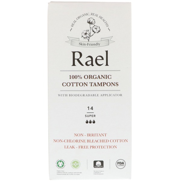 Rael, Inc. 100% Organic Cotton Tampons With Biodegradable Applicator ...