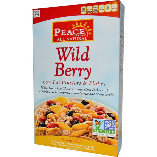 Peace Cereal Low Fat Clusters & Flakes Wild Berry - 1Source