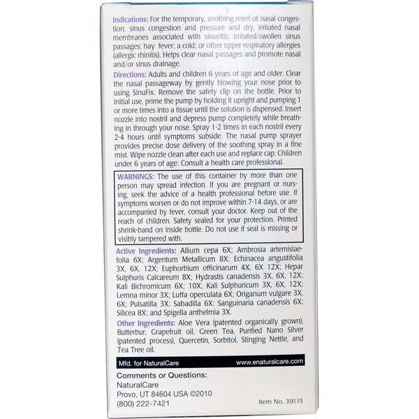 Natural Care Sinufix Nasal Decongestant & Cleansing Mist - 1Source