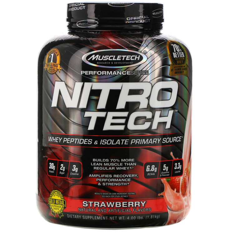 Muscletech Nitro Tech Whey Isolate + Lean Muscle Strawberry - 1Source