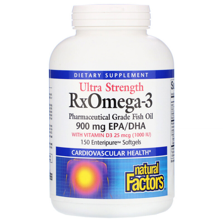 Natural Factors Ultra Strength Rxomega-3 With Vitamin D3 900 Mg EPA/DHA ...