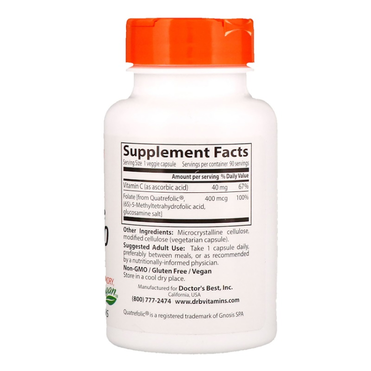 Doctor'S Best Fully Active Folate 400 With Quatrefolic 400 Mcg - 1Source