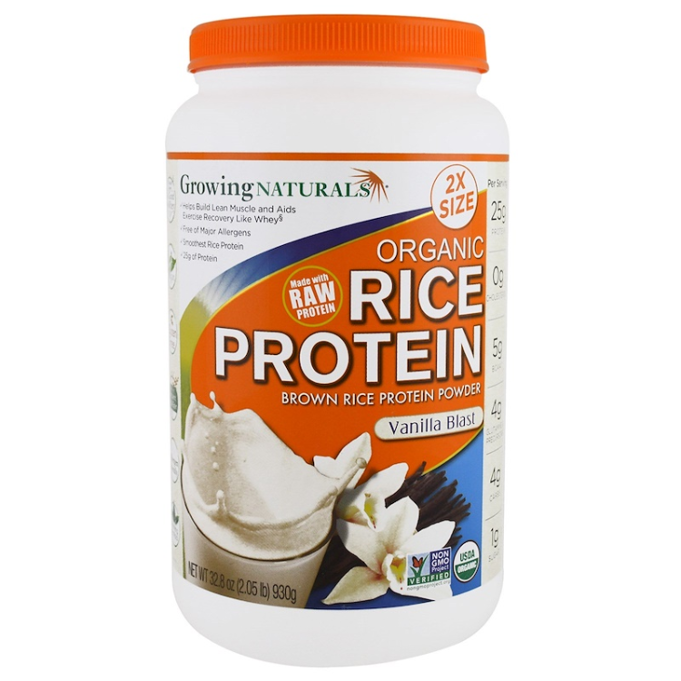 Growing Naturals Organic Rice Protein Brown Rice Protein Powder Vanilla ...