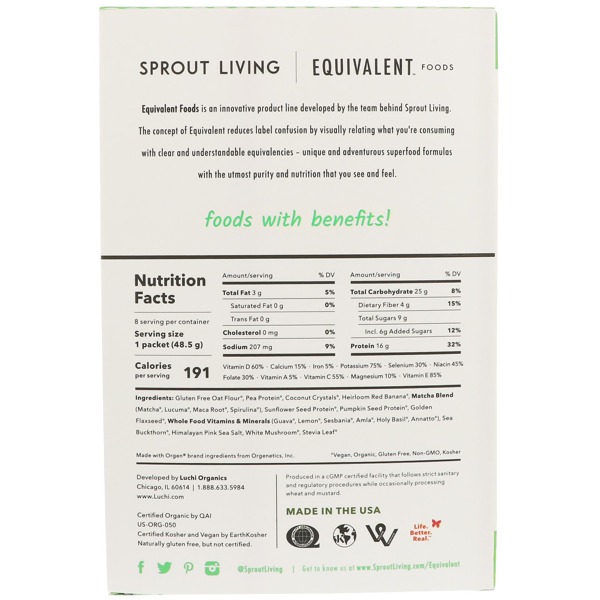 Sprout Living Equivalent Drinkable Oats Matcha - 1Source