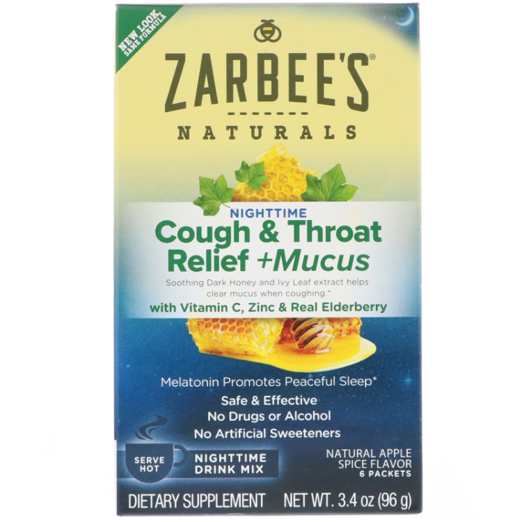 Zarbee'S Cough & Throat Relief + Mucus Nighttime Drink Mix Natural ...