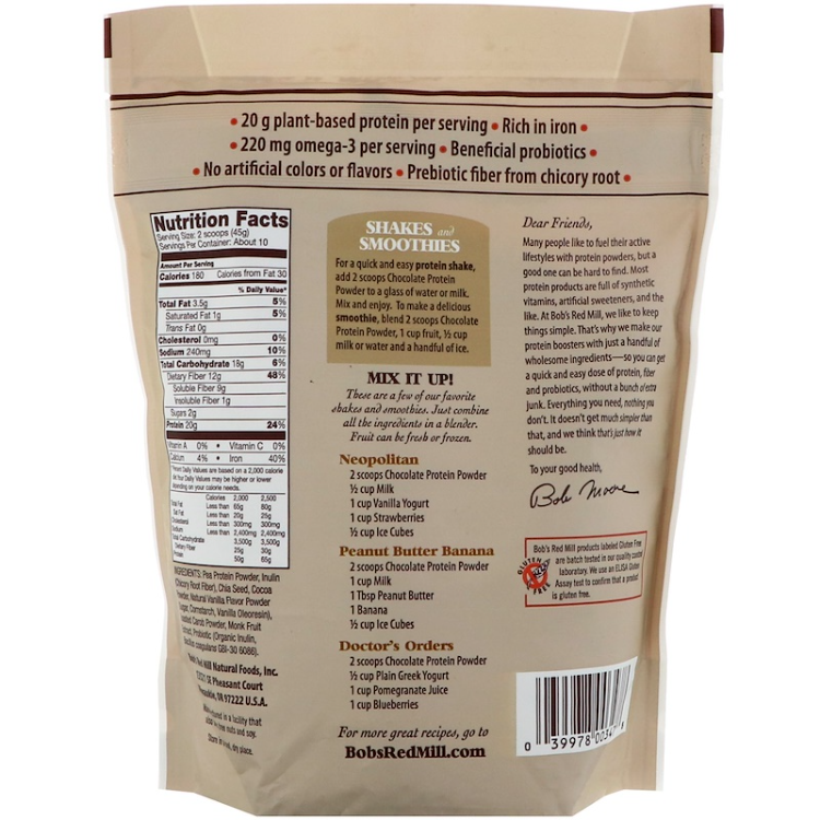 Bob'S Red Mill Chocolate Protein Powder Nutritional Booster With Chia ...