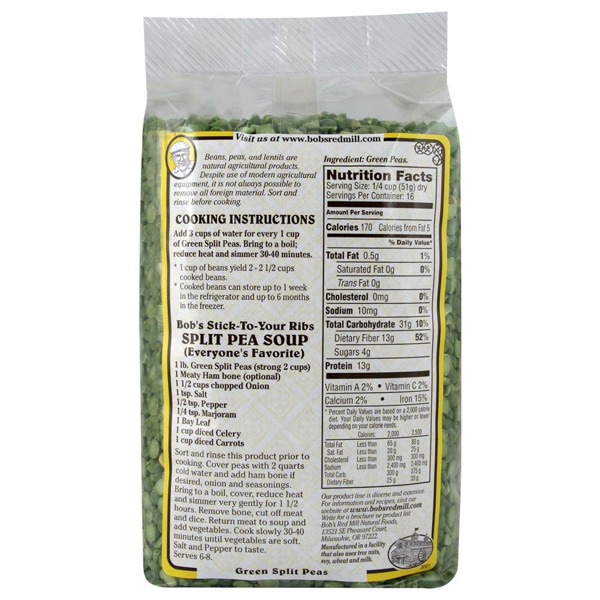 Bob'S Red Mill Green Split Peas - 1Source