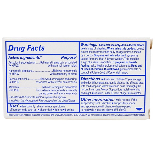 Boiron, Avenoc, Hemorrhoid Relief, 10 Suppositories - 1Source