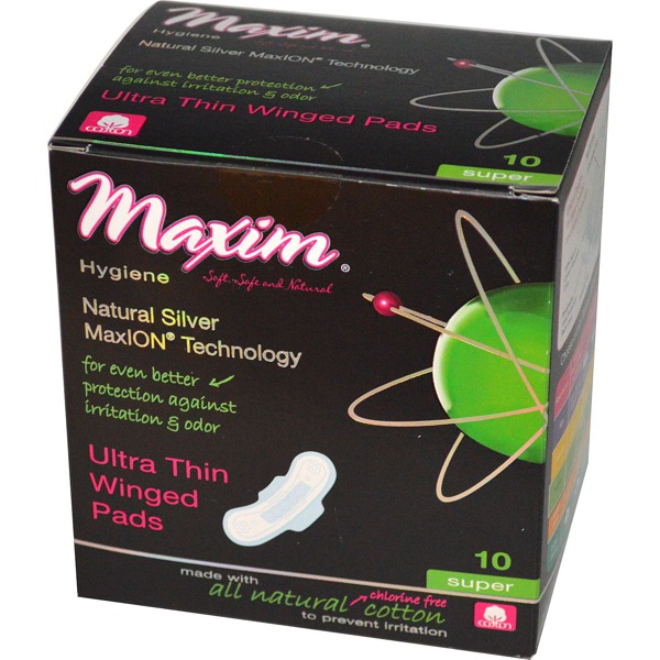 Maxim Hygiene Products Ultra Thin Winged Pads Natural Silver Maxion ...