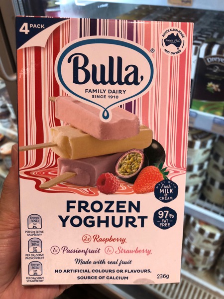 Bulla Frozen Yoghurt Bar Raspberry, Passionfruit & Strawberry Flavor ...