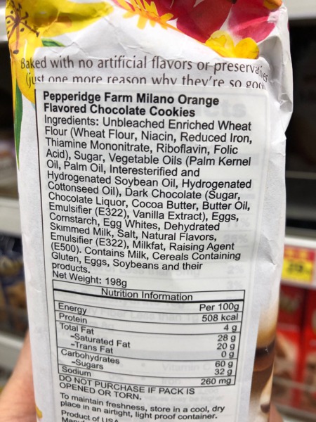 Pepperidge Farm Milano Orange Flavoured Chocolate Cookies - 1Source