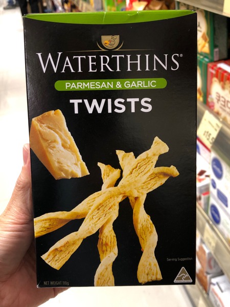 Waterthins Parmesan & Garlic Cheese Cracker Twist - 1Source