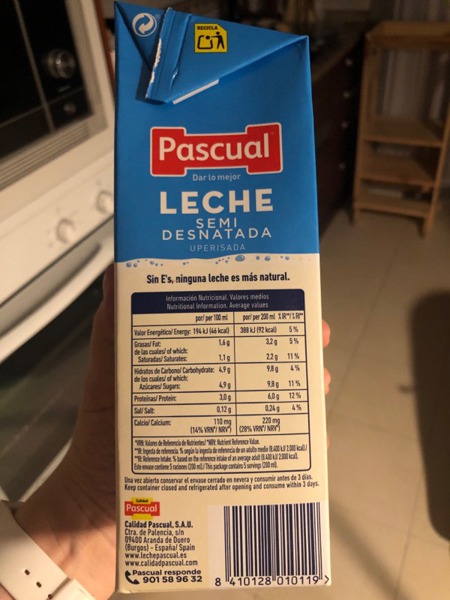 Leche Semidesnatada Pascual (Semi Skimmed Milk) - 1Source