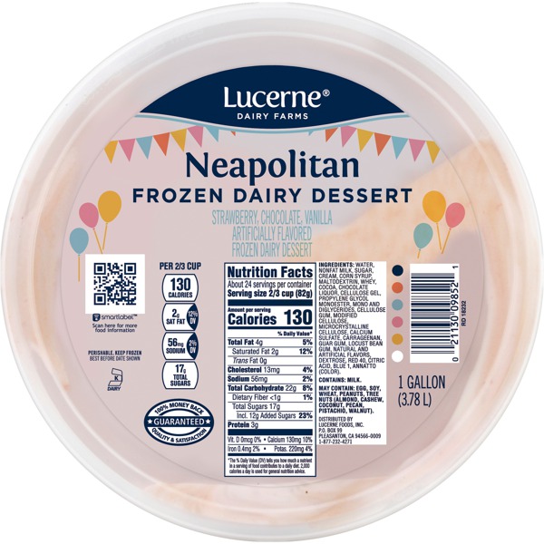 Lucerne Dairy Farms STRAWBERRY CHOCOLATE VANILLA NEAPOLITAN FROZEN ...