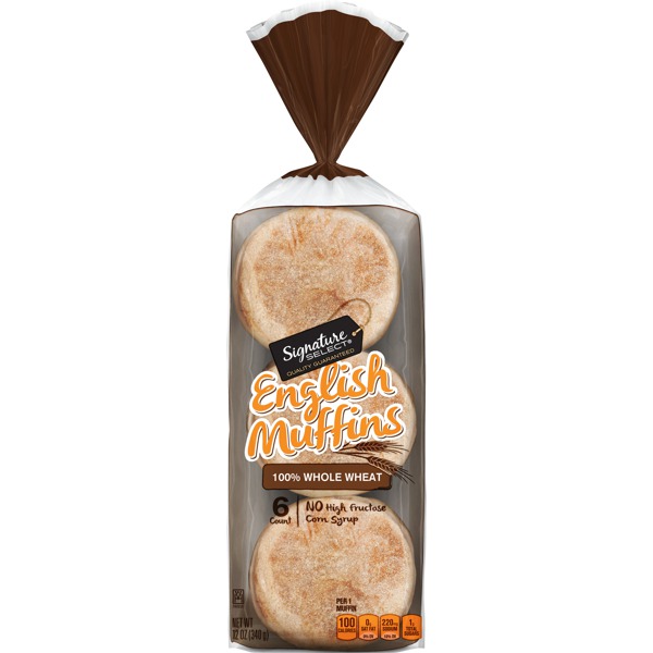 Signature Select 100% WHOLE WHEAT ENGLISH MUFFINS - 1Source