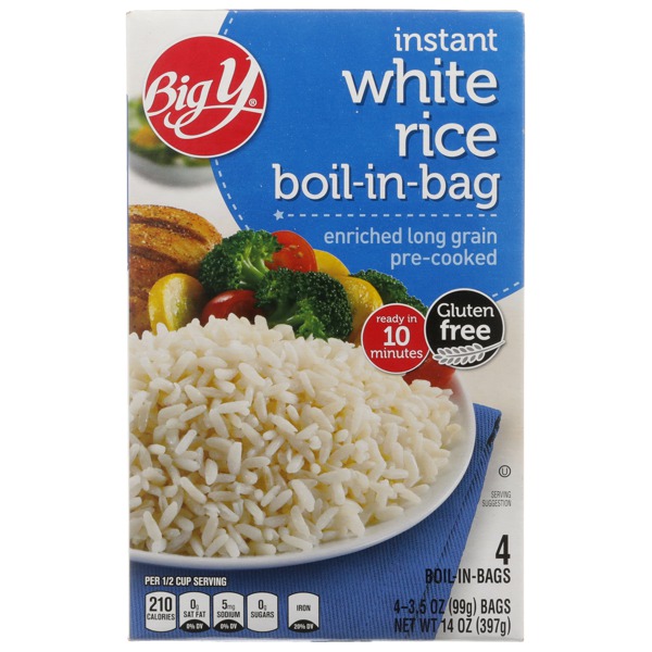 Big Y ENRICHED LONG GRAIN PRE-COOKED INSTANT WHITE RICE BOIL-IN-BAG ...
