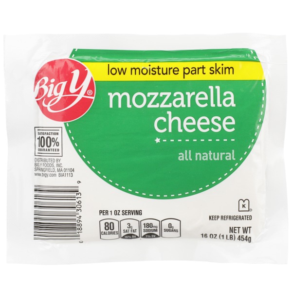 Big Y LOW MOISTURE PART SKIM MOZZARELLA CHEESE - 1Source