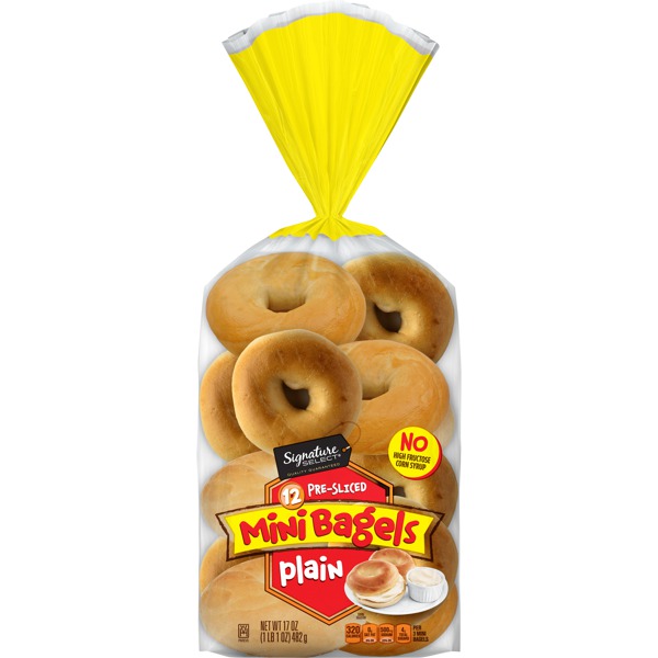 Plain Pre-Sliced Mini Bagels - 1Source