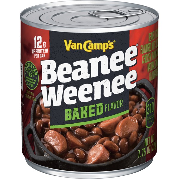 Van Camp'S Baked Beans In Sauce Flavored With Sliced Chicken Franks And ...