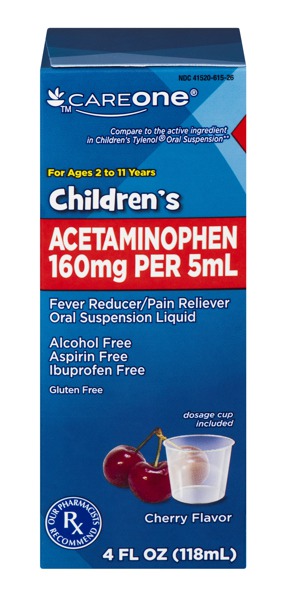 Careone Children'S Acetaminophen Fever Reducer/Pain Reliever Oral ...