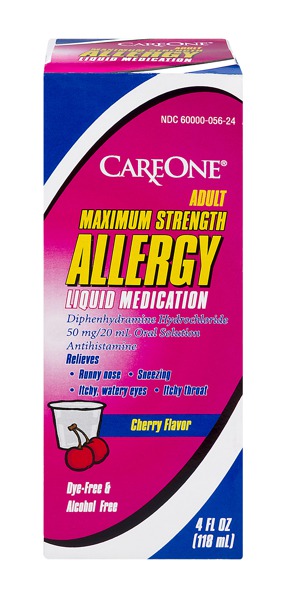 Careone Cherry Flavor Adult Allergy Liquid Medication Maximum Strength ...