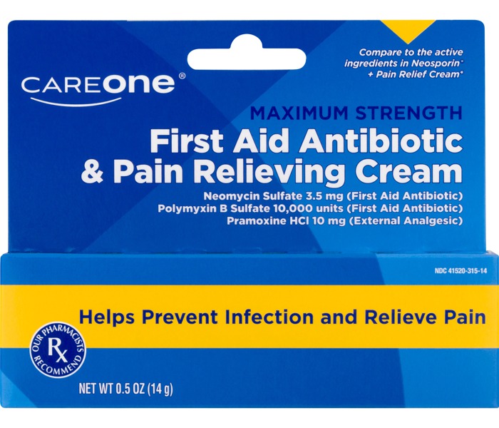 Careone First Aid Antibiotic & Pain Relieving Cream, Maximum Strength, Card - 1Source