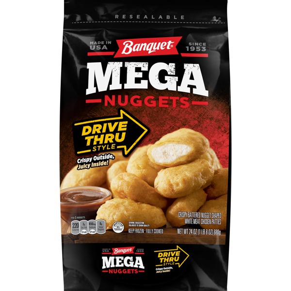 Banquet Crispy Battered Nugget Shaped White Meat Chicken Patties - 1Source
