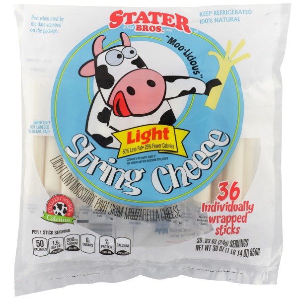 Light Low Moisture Part Skim Mozzarella String Cheese Sticks - 1Source