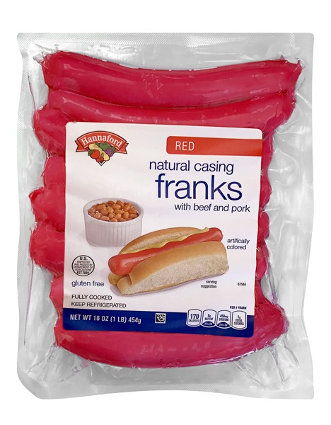 Hannaford Natural Casing Franks Red - 1Source