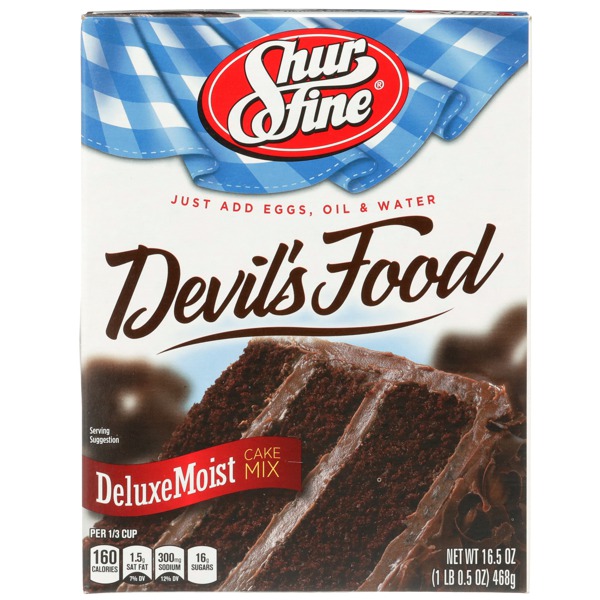 Shurfine DEVIL'S FOOD DELUXE MOIST CAKE MIX - 1Source