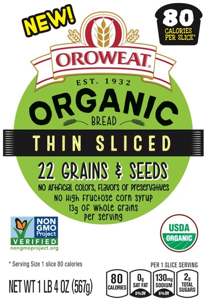 Oroweat THIN SLICED 22 GRAINS & SEEDS BREAD - 1Source