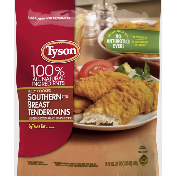 Tyson® Fully Cooked Southern Style Chicken Breast Tenderloins (Frozen ...