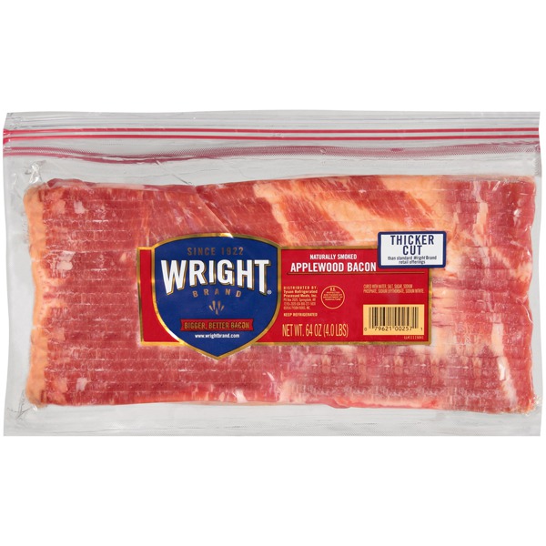 Wright Brand® Thick Sliced Applewood Smoked Bacon 4 Lb. - 1Source