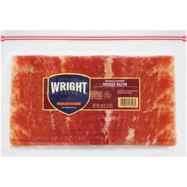 Wright® Brand Thick Sliced Hickory Smoked Bacon 3 Lb. - 1Source