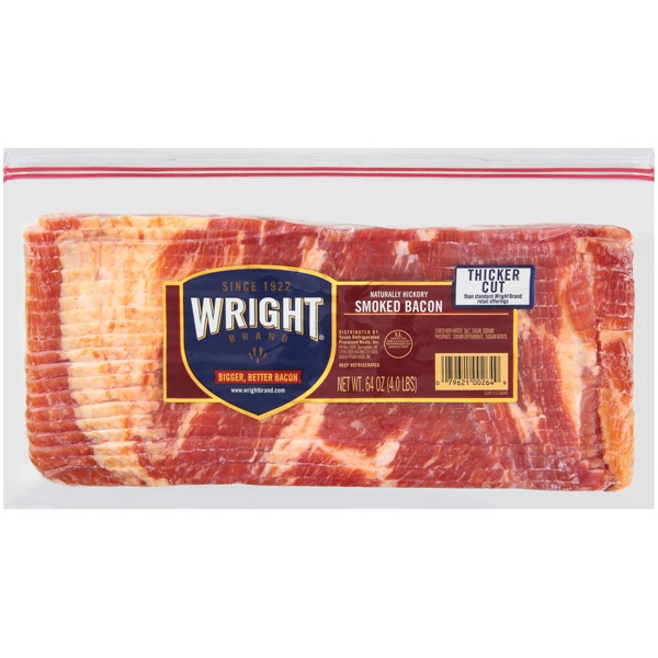 Wright® Brand Thick Sliced Hickory Smoked Bacon 4 Lb. - 1Source