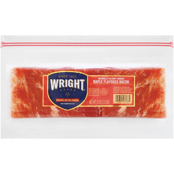 Wright® Brand Thick Sliced Hickory Smoked Maple Flavored Bacon 1.5 Lb. - 1Source