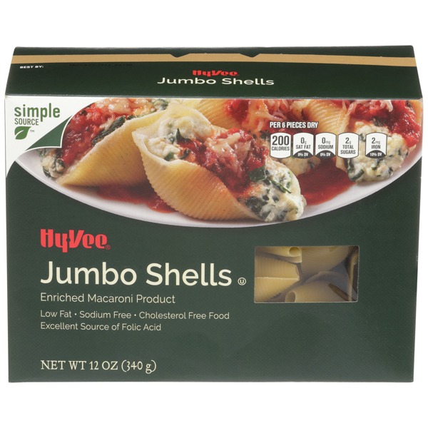 Hy-Vee Enriched Macaroni Product Jumbo Shells - 1Source