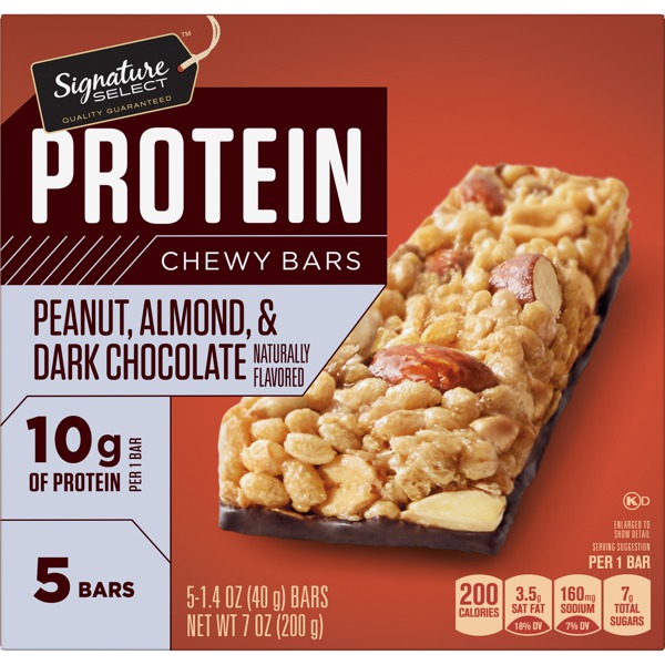 Signature Select PROTEIN CHEWY BARS PEANUT ALMOND & DARK CHOCOLATE ...