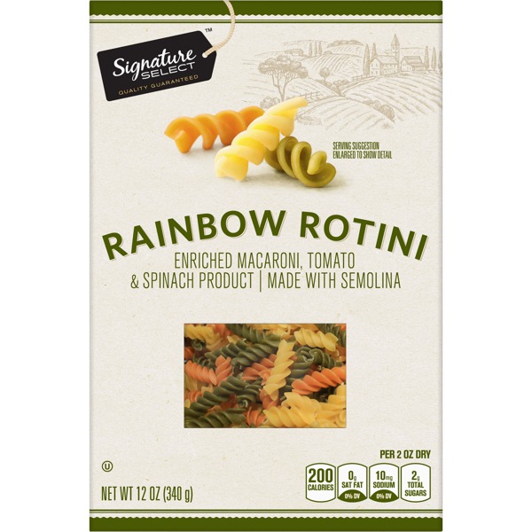 Signature Select RAINBOW ROTINI, ENRICHED MACARONI, TOMATO & SPINACH ...