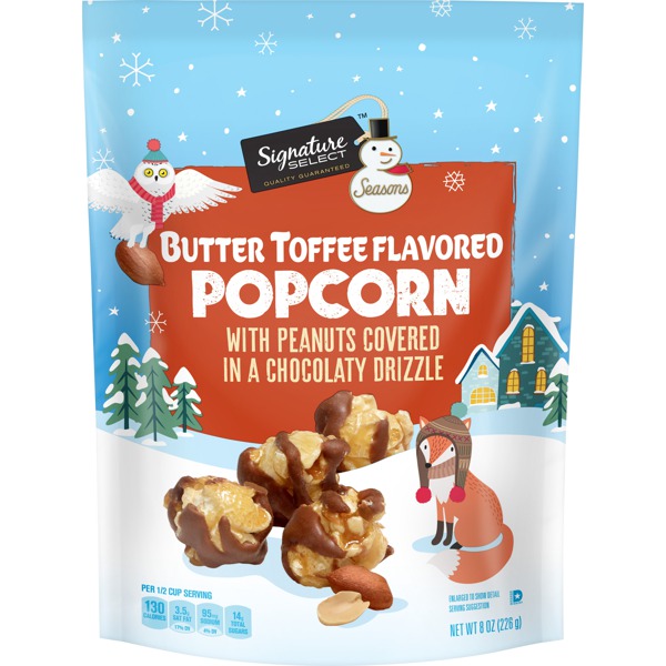 Signature Select BUTTER TOFFEE FLAVORED POPCORN WITH PEANUTS COVERED IN ...
